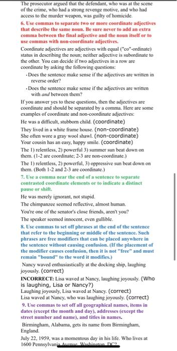Add commas in bold green font as needed in the | Chegg.com
