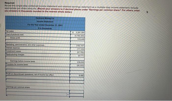Solved Presented Below Is A Combined Single Step Income And