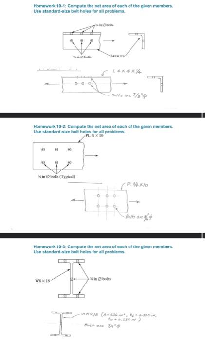 Homework 10-3: Compute the net area of each of the | Chegg.com