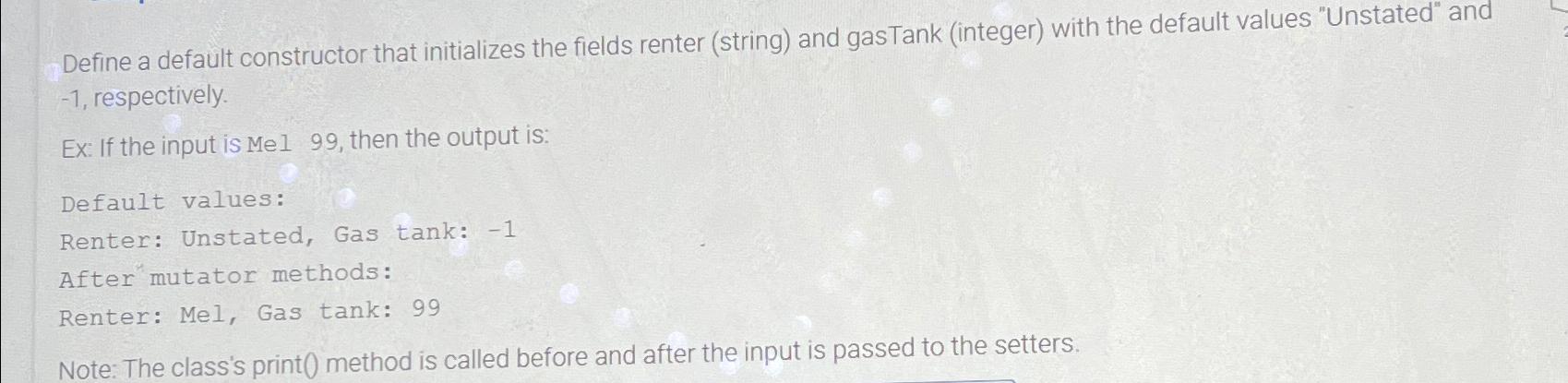 Solved Define a default constructor that initializes the | Chegg.com