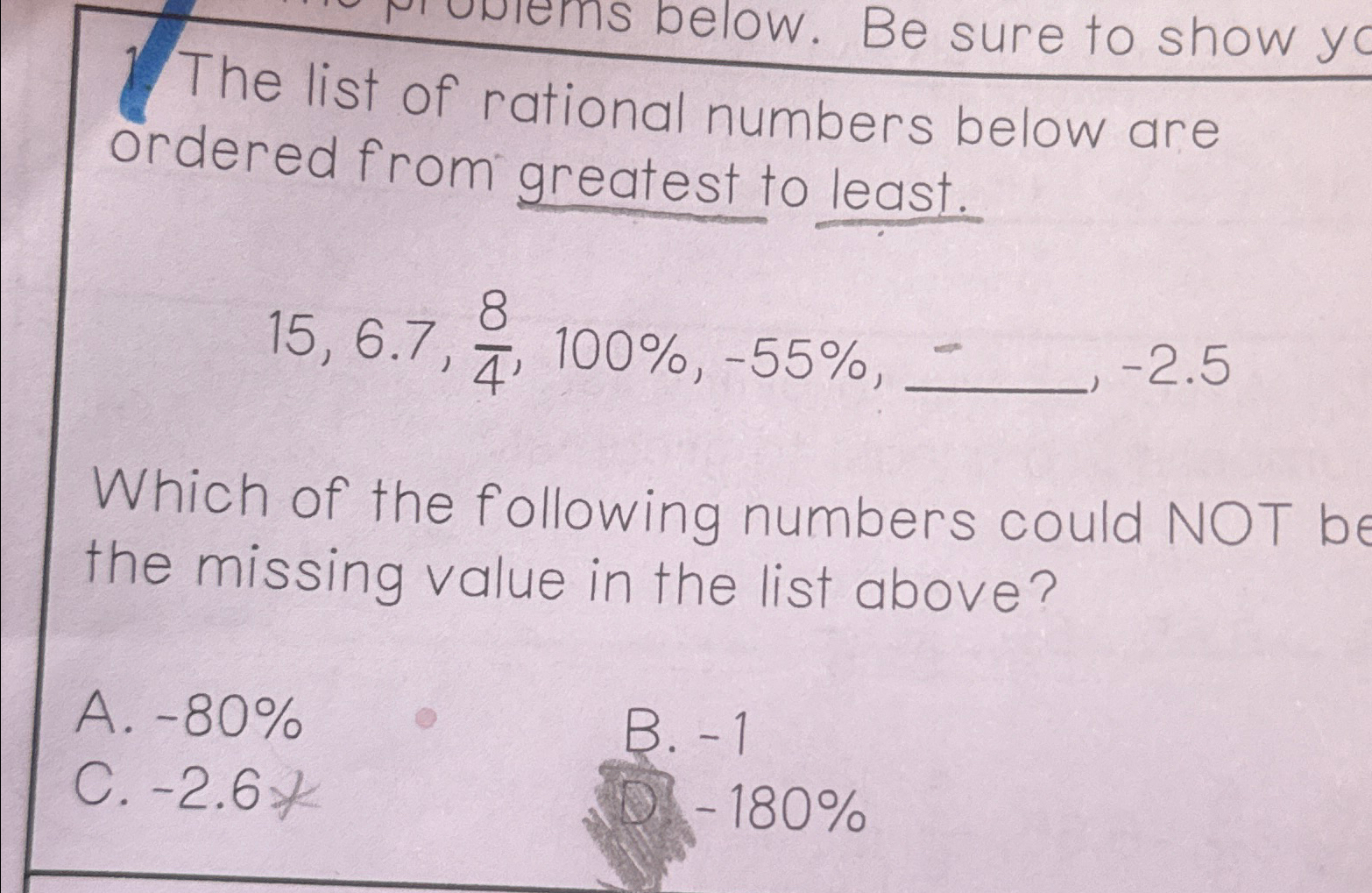 Solved The list of rational numbers below are ordered from | Chegg.com