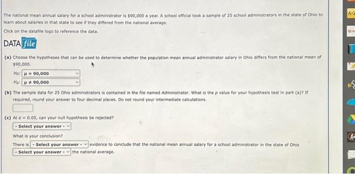 Solved The national mean annual salary for a school | Chegg.com