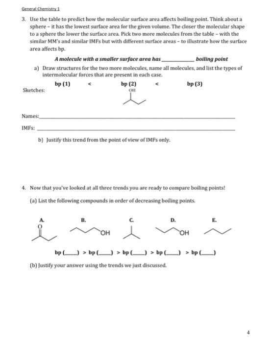 Solved General Chemittry 1 Trends affecting boiling points | Chegg.com