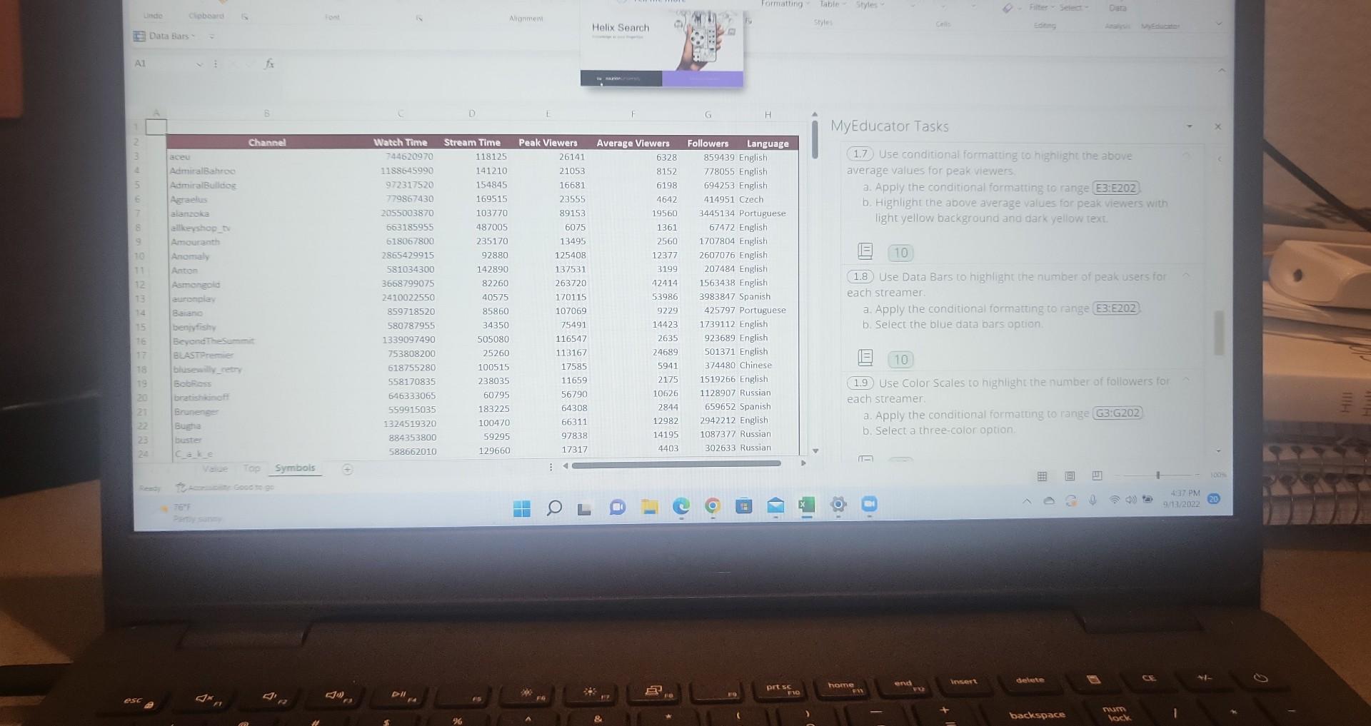 (1.1) Use conditional formatting to highlight the | Chegg.com