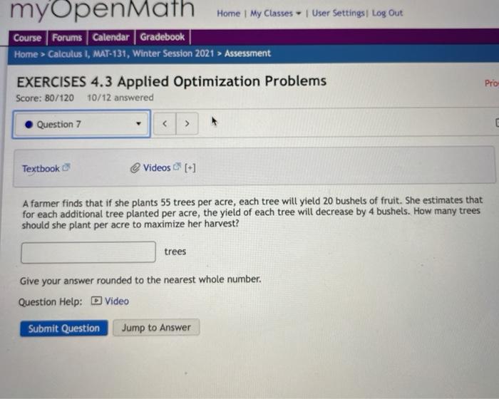 Solved myOpenMath Home | My Classes - User Settings I Log | Chegg.com