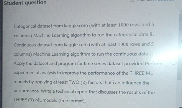 Solved Student questionCategorical dataset from kaggle.com | Chegg.com