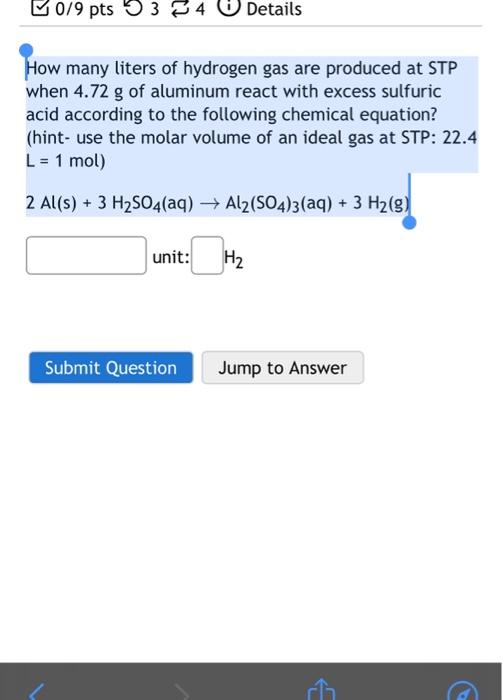 Solved How many liters of hydrogen gas are produced at STP | Chegg.com