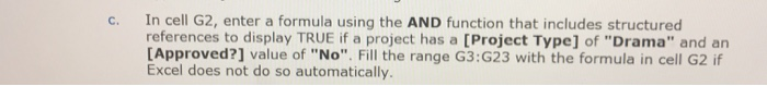 Solved In cell G2, enter a formula using the AND function | Chegg.com