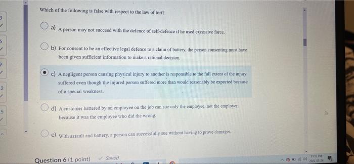 Question 5 (1 point) Saved Which of the following | Chegg.com