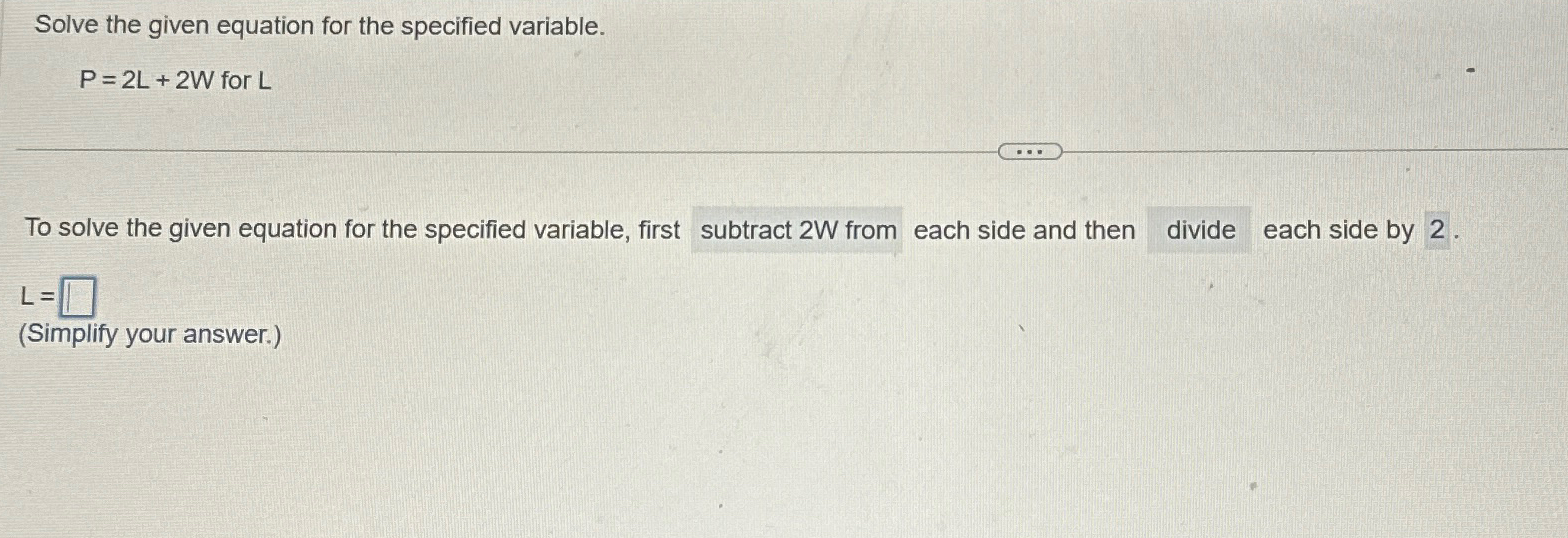Solved Solve the given equation for the specified | Chegg.com