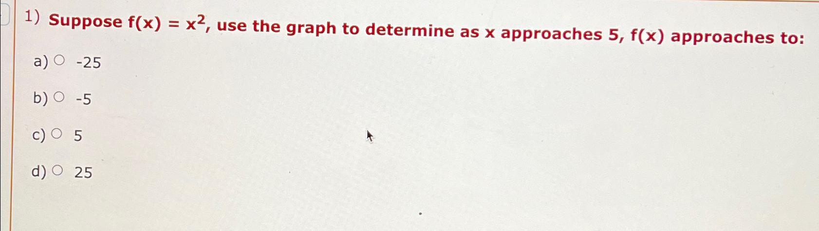 Solved Suppose f(x)=x2, ﻿use the graph to determine as x | Chegg.com