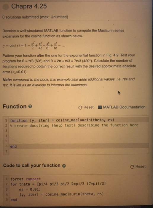 Solved Chapra 4.25 O solutions submitted (max: Unlimited) | Chegg.com