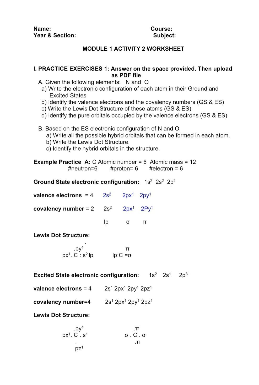 Solved Name: Year & Section: Course: Subject: MODULE 1 | Chegg.com