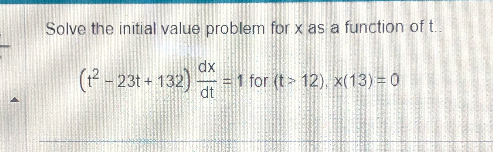 Solved Solve the initial value problem for x ﻿as a function | Chegg.com