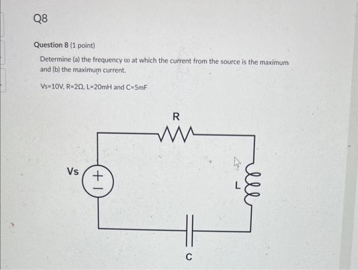 Solved Determine (a) the frequency was at which the current | Chegg.com