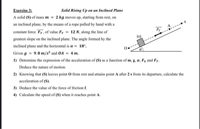 Solved Exercise 3: Solid Rising Up on an Inclined Plane A | Chegg.com