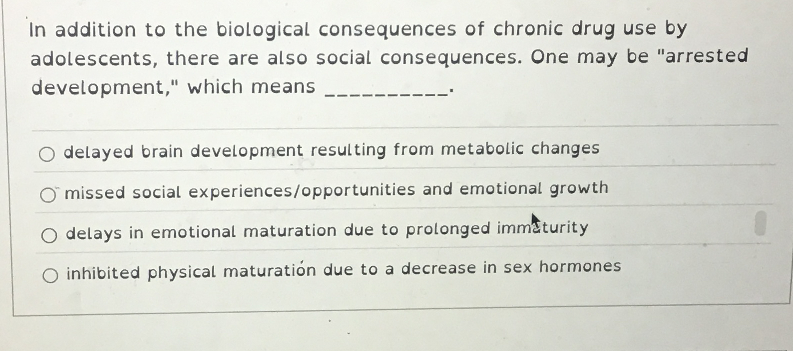 Solved In addition to the biological consequences of chronic | Chegg.com