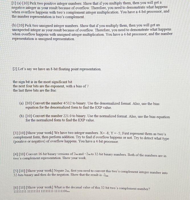 Solved [1] (a) [10] Pick two positive integer numbers. Show | Chegg.com