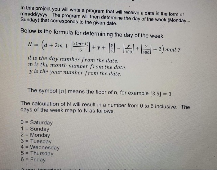 Solved In this project you will write a program that will | Chegg.com