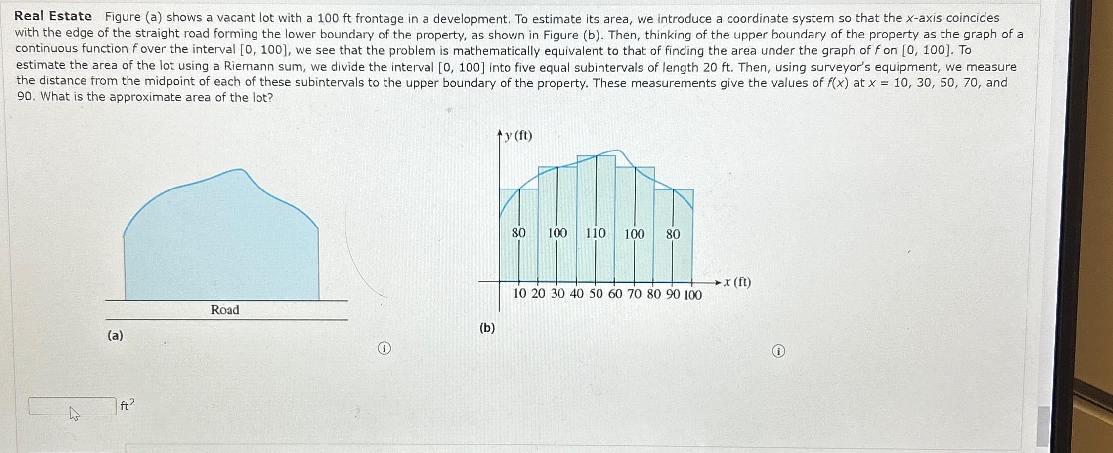 Solved What is the approximate area of the lot?(i)(i)ft2 | Chegg.com
