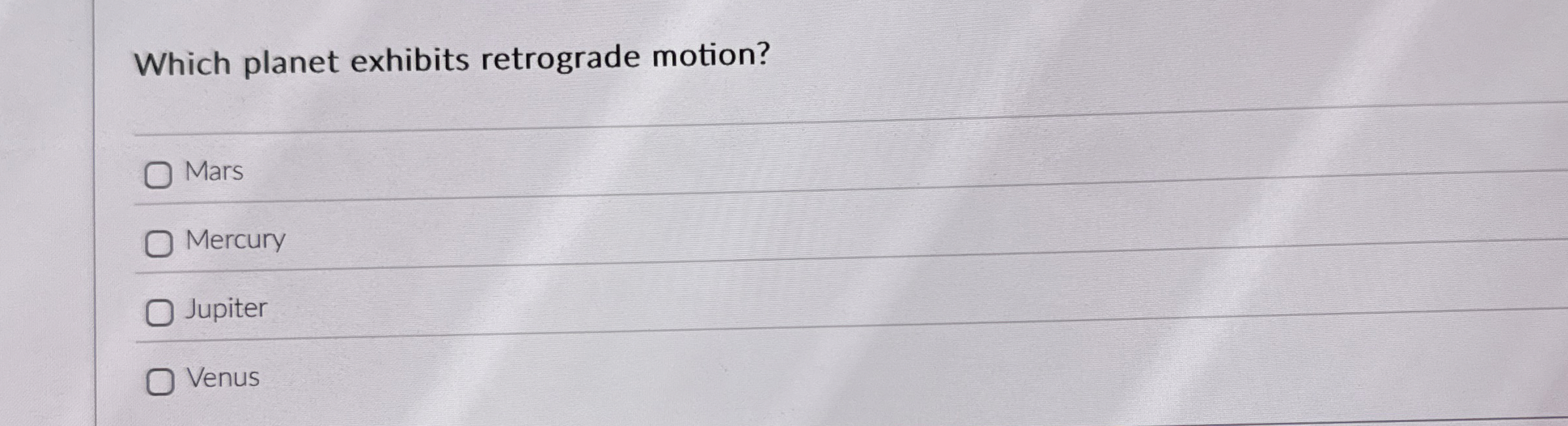 Solved Which planet exhibits retrograde | Chegg.com