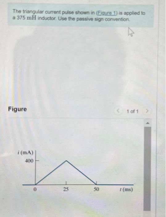 Solved The triangular current pulse shown in (Figure 1) is | Chegg.com