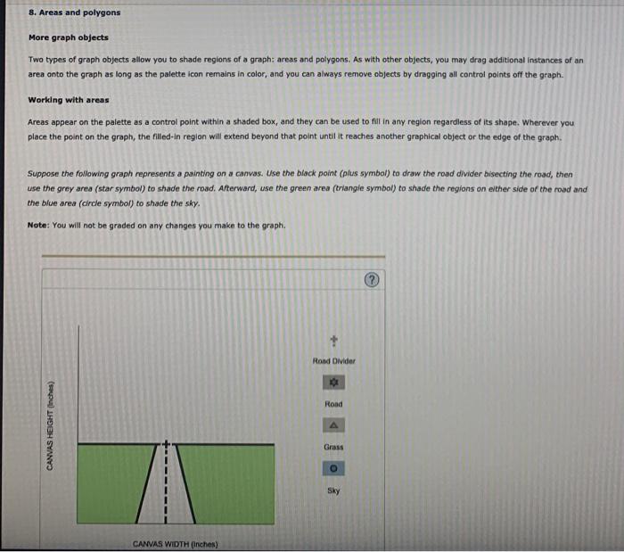 Solved 8. Areas and polygons More graph objects Two types of | Chegg.com