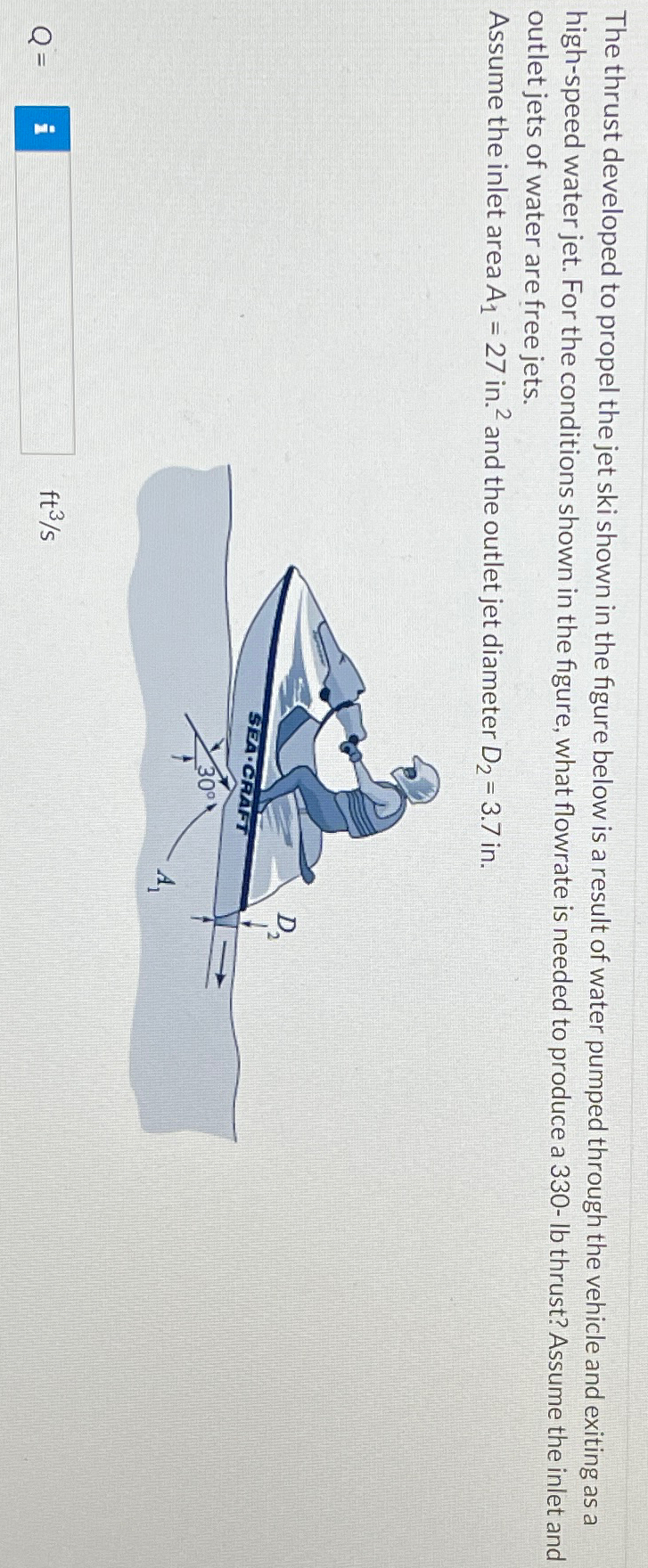 Solved The thrust developed to propel the jet ski shown in | Chegg.com