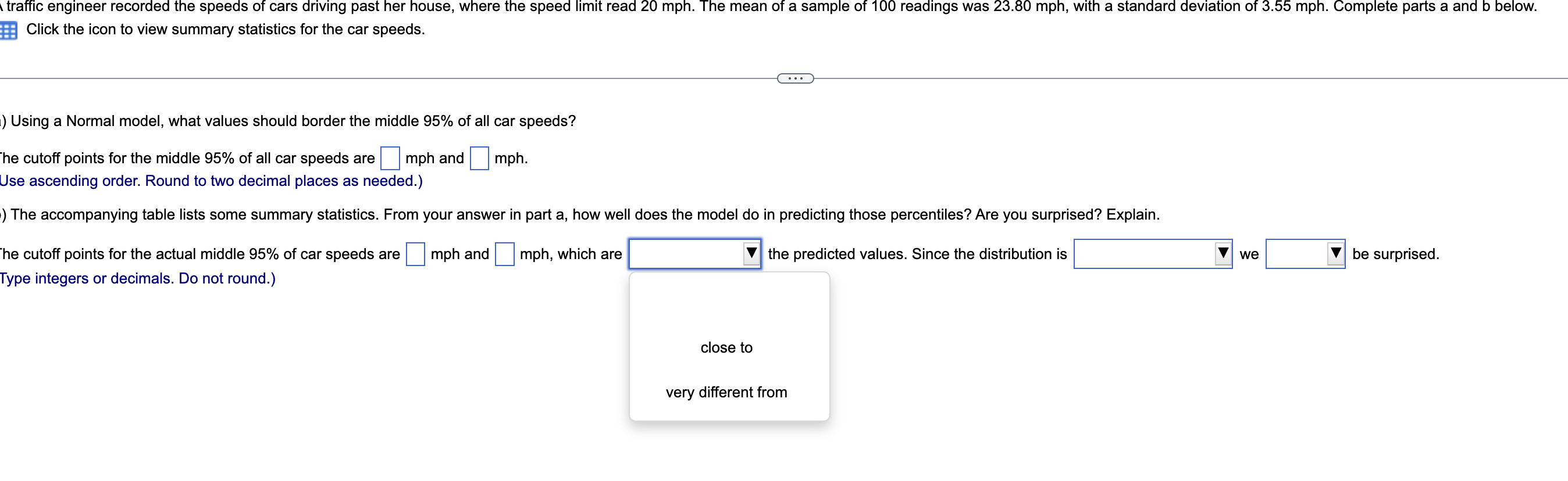Click the icon to view summary statistics for the car | Chegg.com