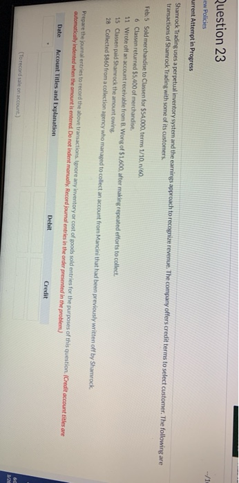 Solved Question 23 ew Policies urrent Attempt in Progress | Chegg.com