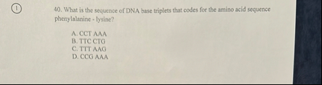 Solved (1)40. ﻿What is the sequence of DNA base triplets | Chegg.com