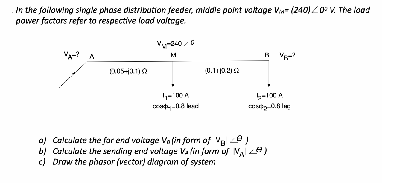 Solved In the following single phase distribution feeder, | Chegg.com