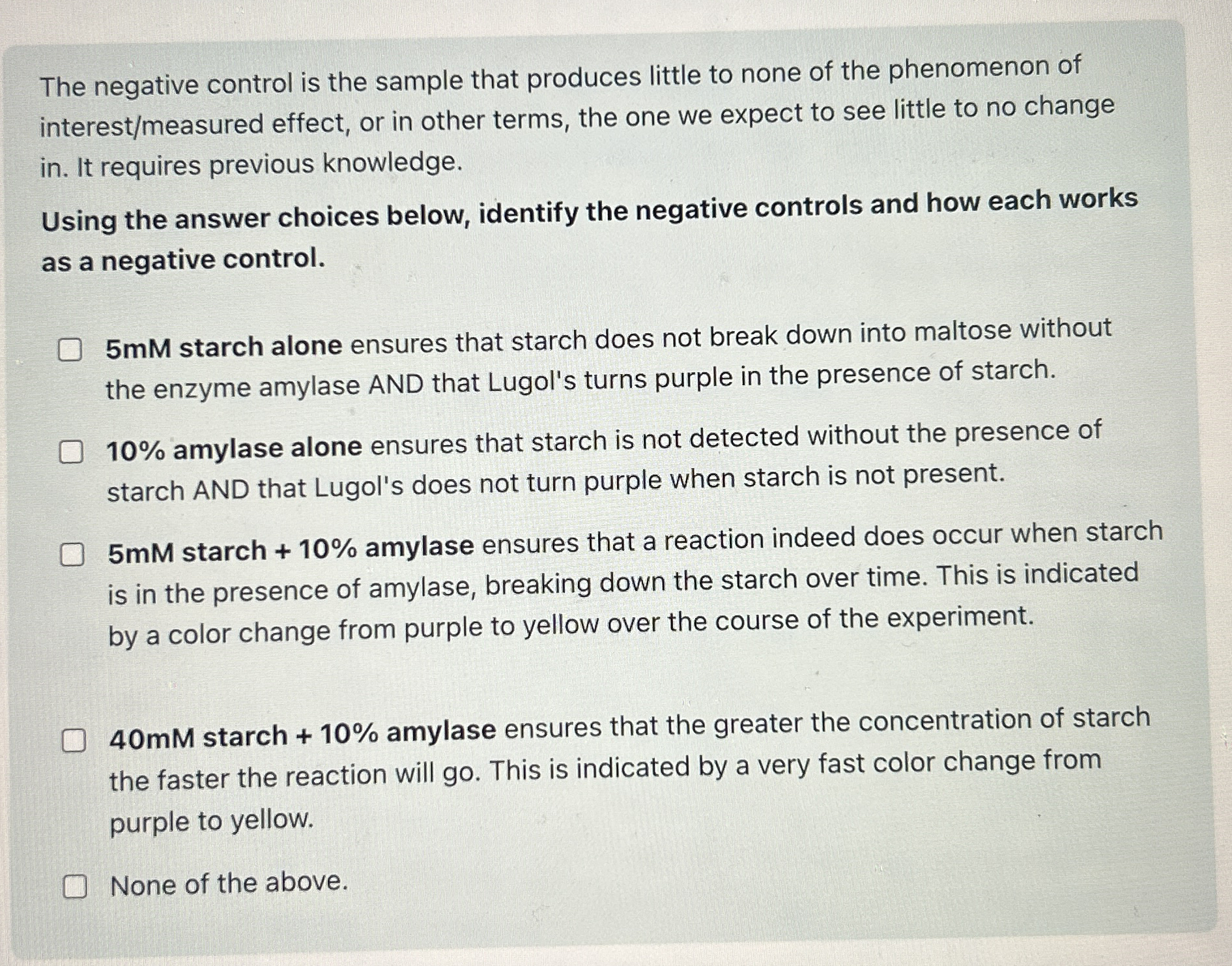 Solved The negative control is the sample that produces | Chegg.com