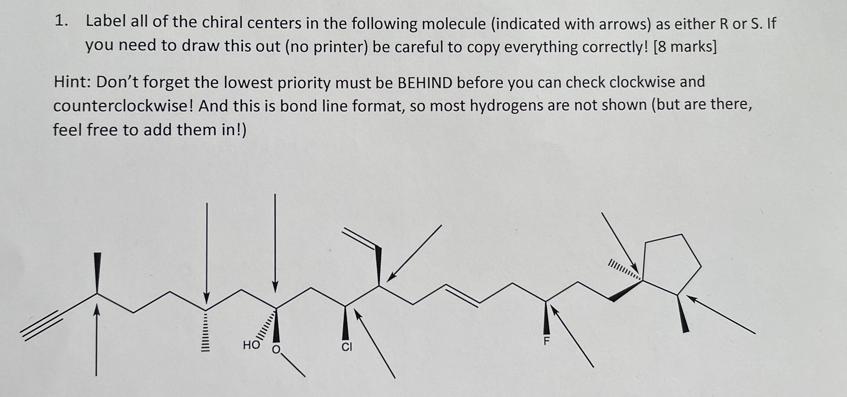 Solved Label all of the chiral centers in the following | Chegg.com