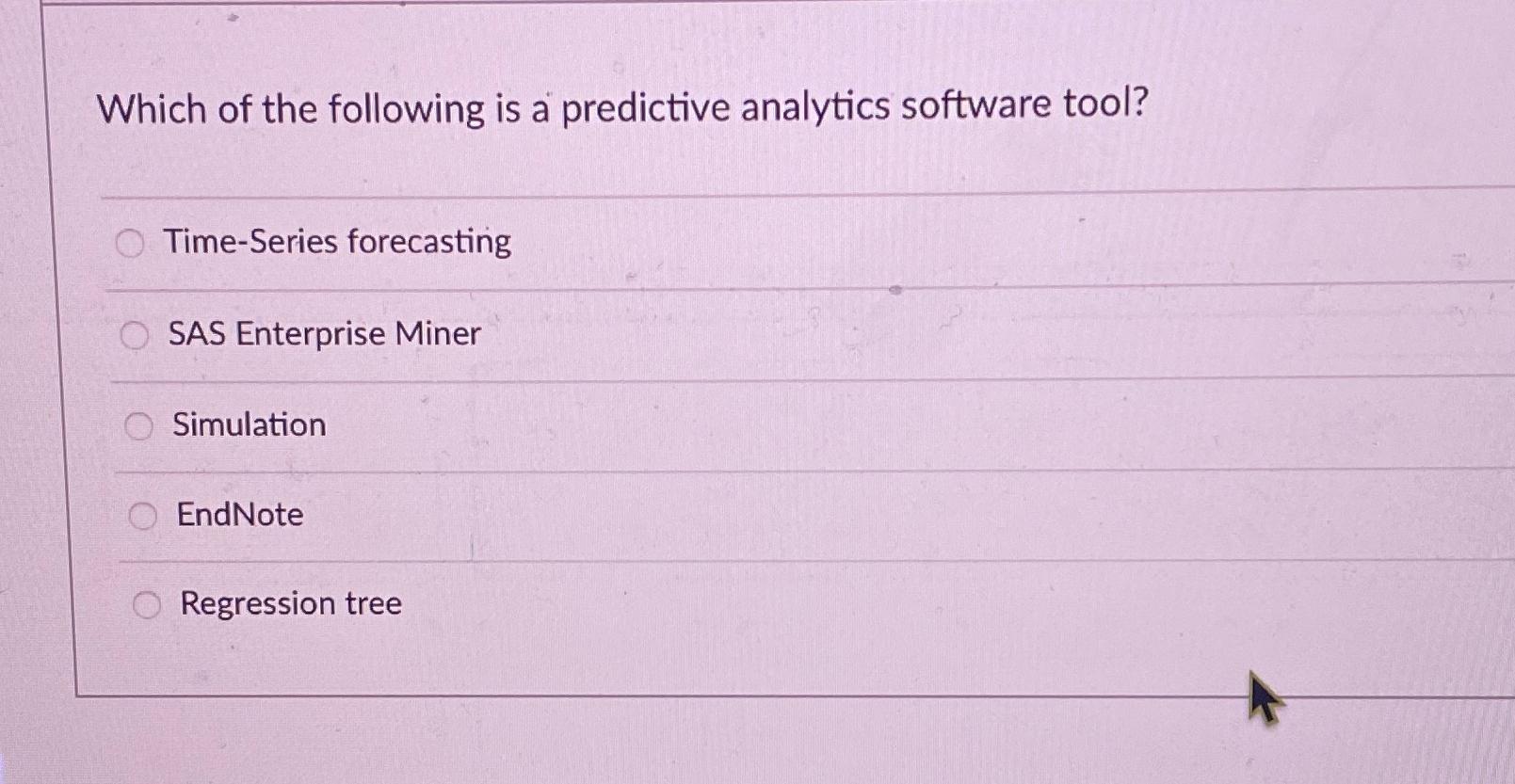 Solved Which of the following is a predictive analytics | Chegg.com