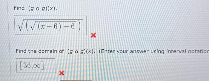 Solved Consider the following functions. f(x)=x2,g(x)=x−6 | Chegg.com