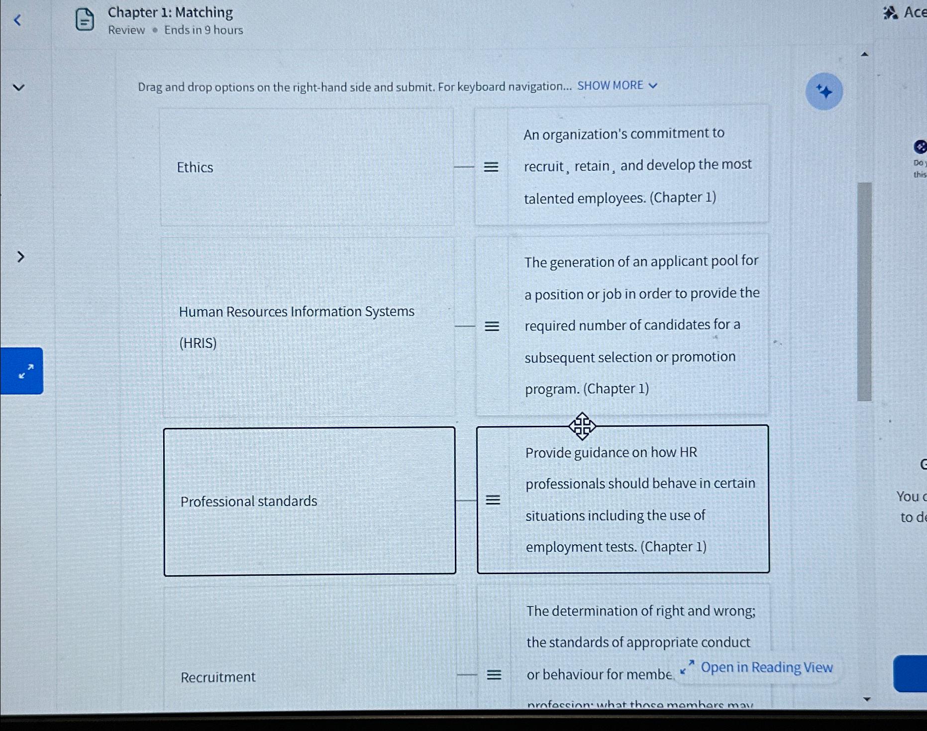 Solved Chapter 1: MatchingReview Ends in 9 ﻿hoursDrag and | Chegg.com