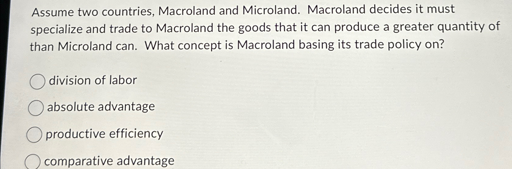 Solved Assume two countries, Macroland and Microland. | Chegg.com