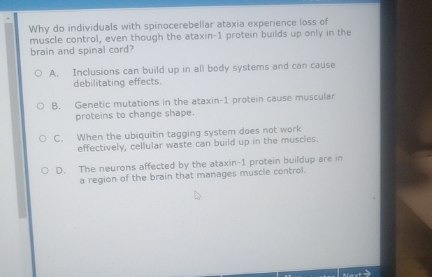 Solved Why do individuals with spinocerebellar ataxia | Chegg.com