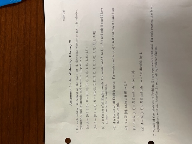 Solved Assignment 3 - ﻿due Wednesday, February 21For each | Chegg.com