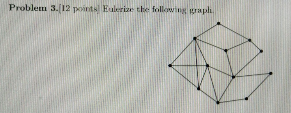 Solved Problem 3. [12 points) Eulerize the following graph. | Chegg.com
