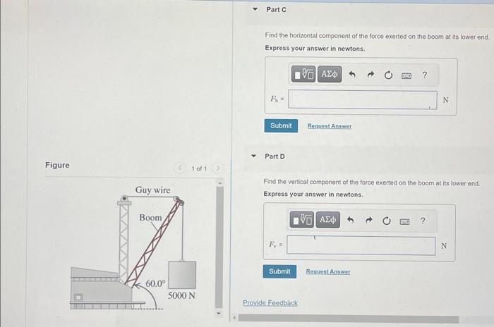 Partc Find the horizontal component of the force | Chegg.com