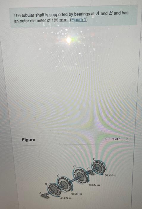 Solved The tubular shaft is supported by bearings at A and E | Chegg.com