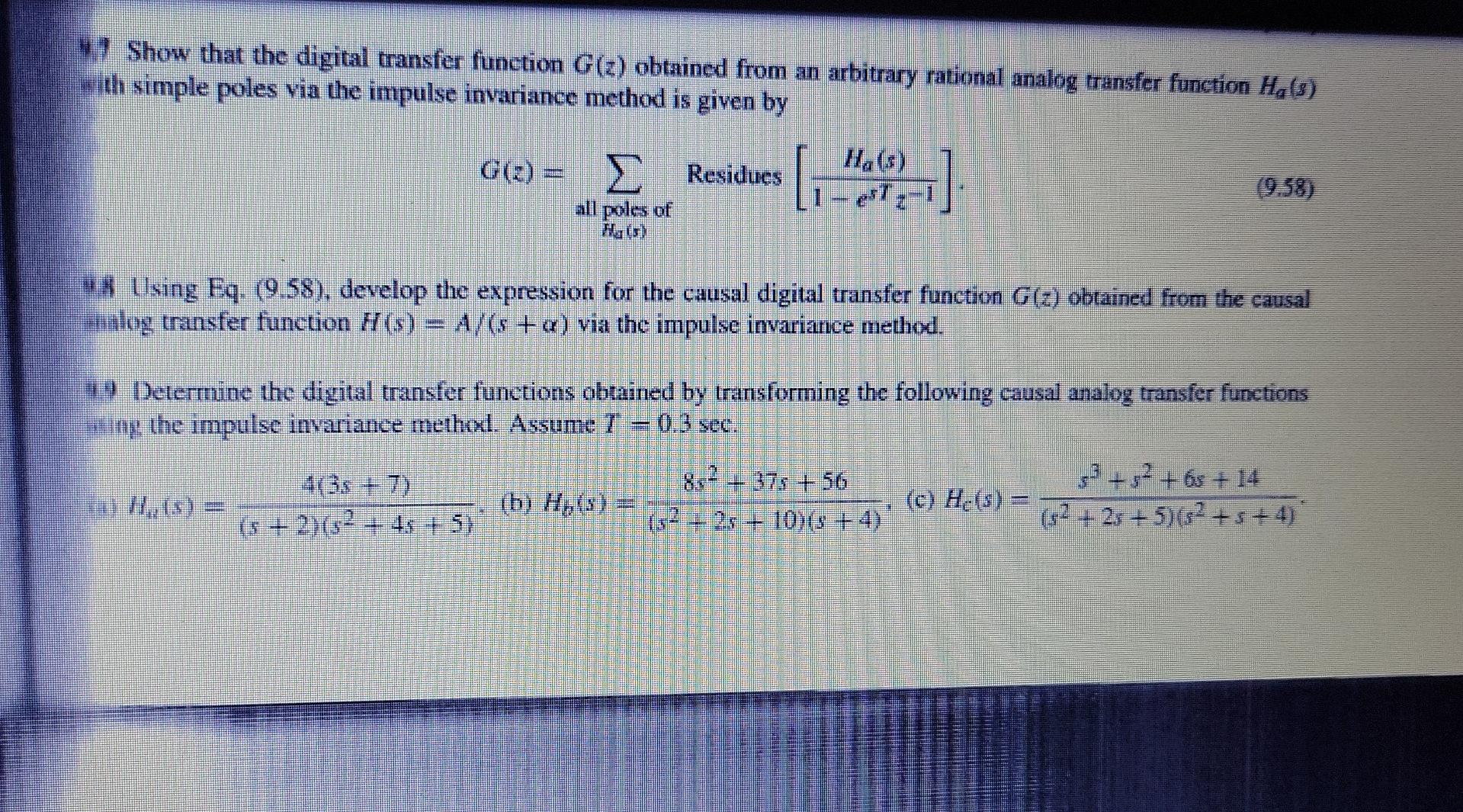 Solved Hl Show that the digital transfer function G(z) | Chegg.com