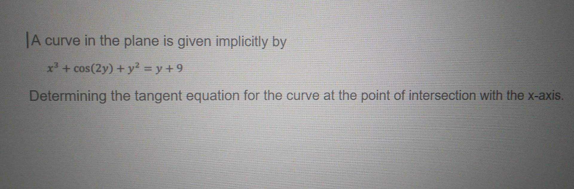 Solved |A curve in the plane is given implicitly by | Chegg.com