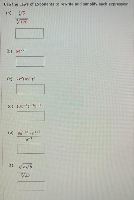 Solved Use the Laws of Exponents to rewrite and simplify | Chegg.com