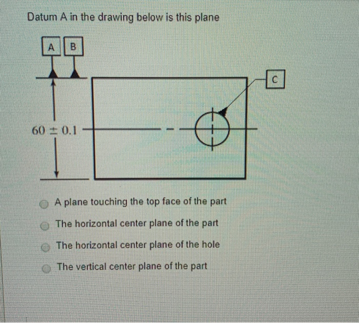 Solved Datum A in the drawing below is this plane A B C 60 | Chegg.com