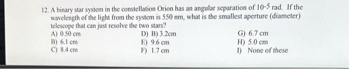 Solved 12. A binary star system in the constellation Orion | Chegg.com