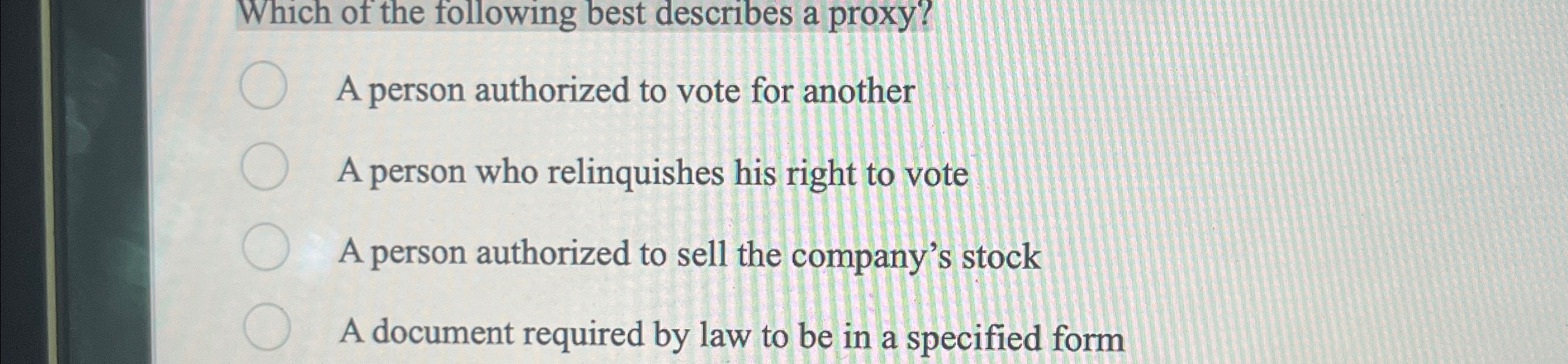 Solved Which of the following best describes a proxy?A | Chegg.com