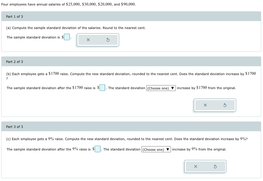 Solved Four employees have annual salaries of | Chegg.com
